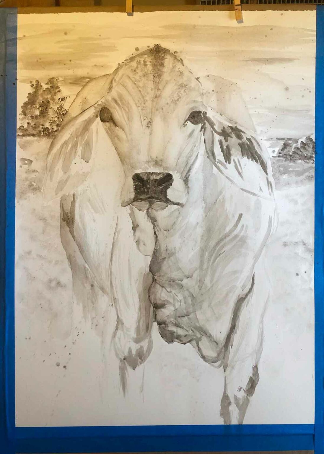 Cow Portrait | Whisper, the Brahman cow | Painting Process